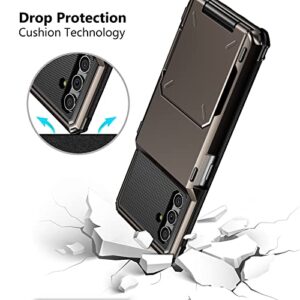 Vofolen for Galaxy A13 Case Wallet Cover 4-Card Credit Card Holder ID Slot Scratch Resistant Dual Layer Hybrid Protective Hard Shell Rugged TPU Bumper Armor Case for Samsung Galaxy A13 5G Gun