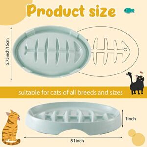 2 Pack Cat Slow Feeder Bowl Slow Feed Cat Dish Fishbone Cat Slow Feeder Small Interactive Puzzle Dog Feeder Dish Anti Gulping Pet Bowl for Cat and Dog Slow Eating to Against Bloat (White, Green)