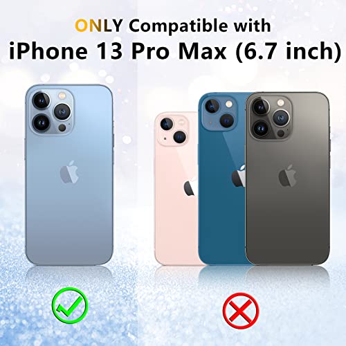 SPIDERCASE [3 in 1 Designed for iPhone 13 Pro Max Case, [Crystal Clear Not Yellowing][with 2 Pcs Tempered Glass Screen Protectors & 1 Set Camera Lens Protectors] Slim Thin Case (Glitter Clear)