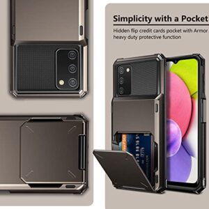 Vofolen for Galaxy A03S Case Wallet Cover 4-Card Credit Card Holder ID Slot Scratch Resistant Dual Layer Hybrid Protective Hard Shell Rugged TPU Bumper Armor Case for Samsung Galaxy A03S 5G Gun