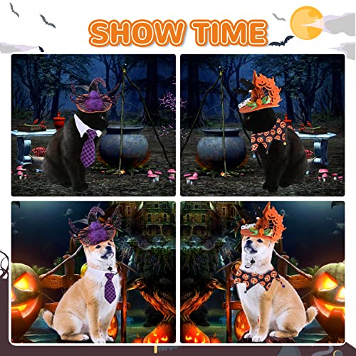 XGDMEIL Dog Costumes, Small Dog Halloween Costumes Funny,Dog Halloween Pumpkin Hat and Dog Halloween Costumes Bandana Collar Set, Dog Halloween Party Decoration for Small Medium Large Breeds Dogs Cats Pet Accessories Clothes