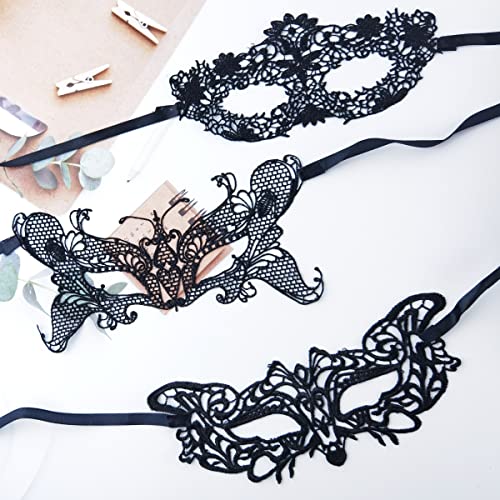 TIHOOD 12PCS Lace Mask Masquerade Venetian Eyemask Halloween Sexy Woman Lace Mask for Halloween Masquerade Carnival Party Costume Ball