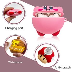 [3 Pack]Cute Airpods Pro Case, Honey Pot+Kirby+Mushroom Apple Air Pods Pro Silicone Accessories Cover, 3D Funny Drink Cartoon Character Design Airpods Pro Charging Skin for Boys Girls Women Kids Teens