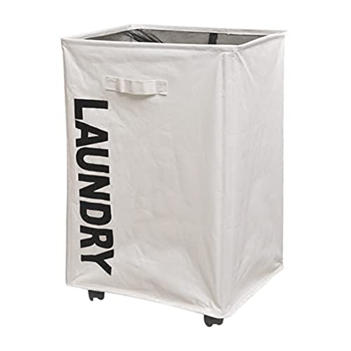 Ochine Large Rolling Laundry Basket Wheeled Hamper with Handle on Wheels, Collapsible Tall Laundry Hamper Handle Foldable Dirty Clothes Basket Fold up Rectangular Hampers for Laundry Dorm Room