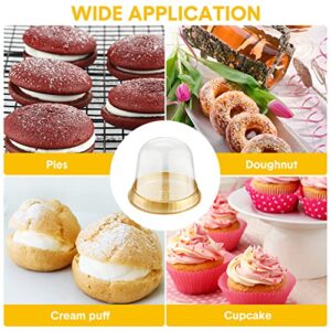 Mimorou 200 Pcs Individual Cupcake Boxes Clear Plastic Cupcake Containers Disposable Single Cupcake Holder with Lid Gold Tall