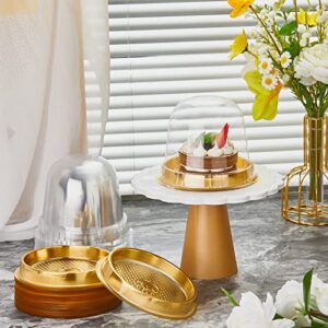 Mimorou 200 Pcs Individual Cupcake Boxes Clear Plastic Cupcake Containers Disposable Single Cupcake Holder with Lid Gold Tall