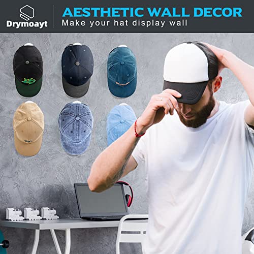 16 Pack Adhesive Hat Hooks for Wall Display, Upgraded Hat Racks for Baseball Caps Holder No Drilling Hat Hanger, Multi Purpose Hat Organizer (White)