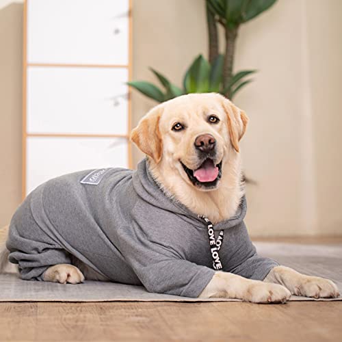 Dog Hoodie Winter Coat for Large Medium Dogs, Pullover 4 Legs Dog Warm Coat Hooded Sweatshirt, Dog Fleece Hoodie Coat for Winter Cold Weather (3X-Large, Grey)