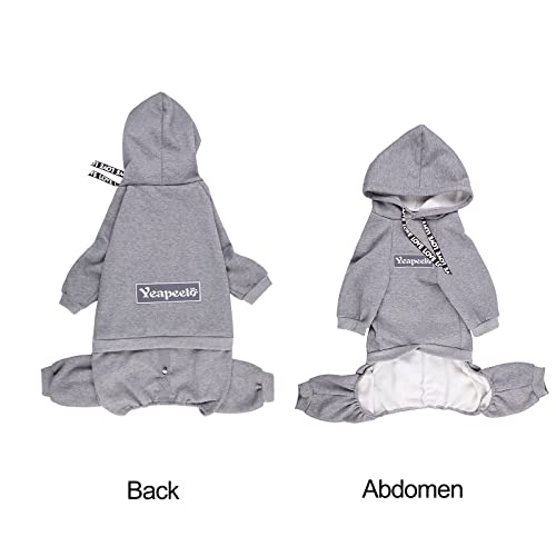 Dog Hoodie Winter Coat for Large Medium Dogs, Pullover 4 Legs Dog Warm Coat Hooded Sweatshirt, Dog Fleece Hoodie Coat for Winter Cold Weather (3X-Large, Grey)