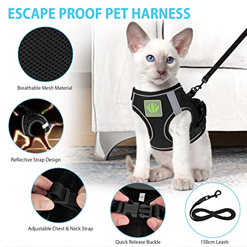 Cat Harness and Leash Set for Walking Escape Proof,Cute Pet Vest Harnesses for Small Dog Cat, Adjustable Soft Kitty Harness with Reflective Strap for Walking Training