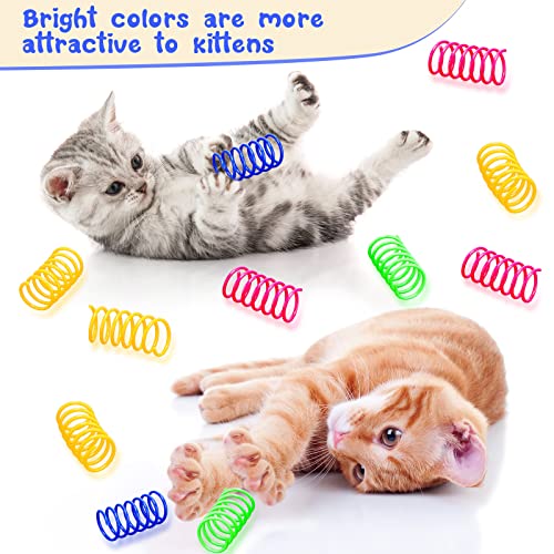 300 Pcs Cat Spring Toy, Cat Spiral Toys Interactive for Indoor Colorful Cats Plastic Springs Coil for Kitten Hunting, Swatting, Biting