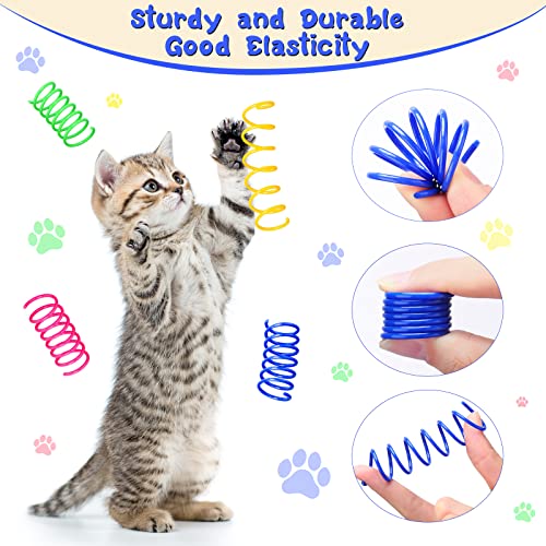 300 Pcs Cat Spring Toy, Cat Spiral Toys Interactive for Indoor Colorful Cats Plastic Springs Coil for Kitten Hunting, Swatting, Biting