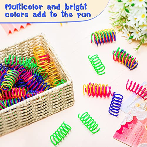 300 Pcs Cat Spring Toy, Cat Spiral Toys Interactive for Indoor Colorful Cats Plastic Springs Coil for Kitten Hunting, Swatting, Biting