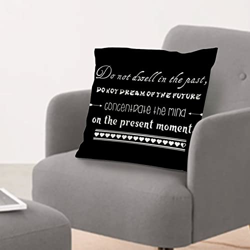 Inspirational Do Not Dwell in The Past Do Not Dream of The Future Concentrate The Mind On The Present Moment Throw Pillows for Couch Black Rustic Cozy Square Pillow for Couch Sofa Bedroom Car Living