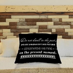 Inspirational Do Not Dwell in The Past Do Not Dream of The Future Concentrate The Mind On The Present Moment Throw Pillows for Couch Black Rustic Cozy Square Pillow for Couch Sofa Bedroom Car Living