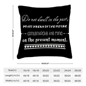 Inspirational Do Not Dwell in The Past Do Not Dream of The Future Concentrate The Mind On The Present Moment Throw Pillows for Couch Black Rustic Cozy Square Pillow for Couch Sofa Bedroom Car Living