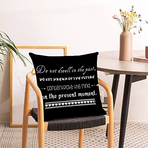 Inspirational Do Not Dwell in The Past Do Not Dream of The Future Concentrate The Mind On The Present Moment Throw Pillows for Couch Black Rustic Cozy Square Pillow for Couch Sofa Bedroom Car Living