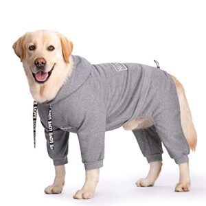 dog hoodie winter coat for large medium dogs, pullover 4 legs dog warm coat hooded sweatshirt, dog fleece hoodie coat for winter cold weather (7x-large, grey)