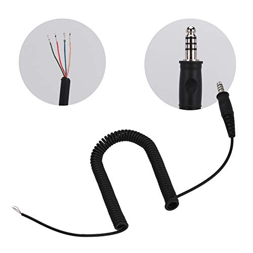 Tyenaza Coiled Cord, Helicopter Headset Cable, Headset Cable Adapter, DIY Replacement Cable Spring Adapter Cord for Helicopter Headset U-174/U Military Connector