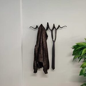 Signature Metal Wall Art for Entryway Clearance Zick Zack Coat Rack 5 Hooks Decorative Minimalist Design Housewarming Gift for Hanging Coats Hats Towels - Stainless Steel Matte Finish Waterproof