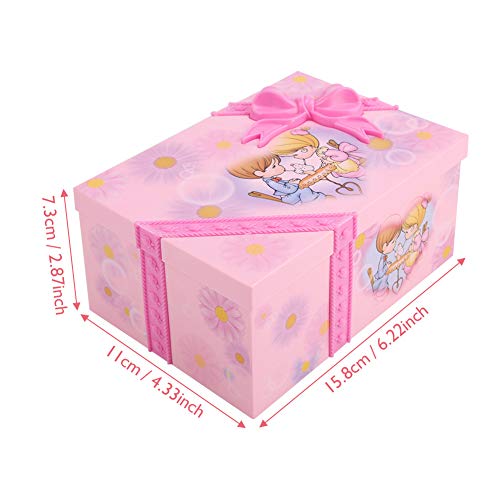 Musical Jewelry Box for Little Girls, Pink Jewelry Storage Box with Spinning Ballerina Plastic Dancing Princess Music Box, Ideal Girls, Kids