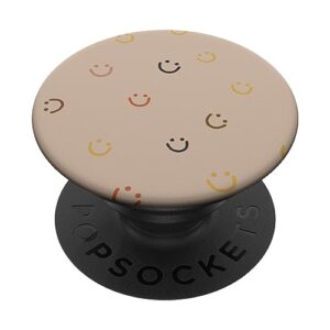 smile face doodle beige brown 90s y2k aesthetic popsockets standard popgrip