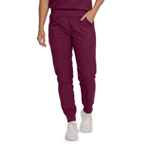 landau proflex tailored fit stretch 7-pocket jogger scrub pants for women 2030prv wine