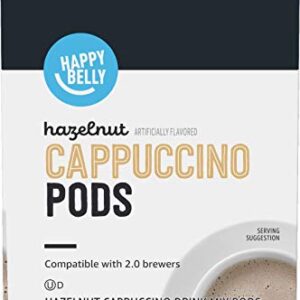 Amazon Brand - Happy Belly Light Roast Cappuccino Coffee Pods, Hazelnut Flavored, Compatible with K-Cup Brewers, 24 Count