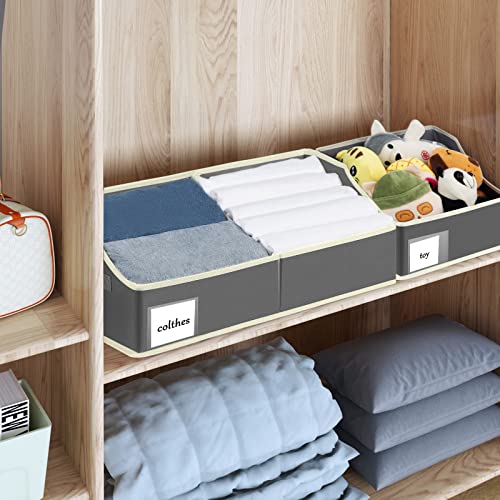 homsorout Wardrobe Clothes Organizer, Trapezoid Storage Bins, Foldable Drawer Organizers for Clothing, Fabric Closet Organizers and Storage Baskets for Clothes, Home, 7 Pack, Grey