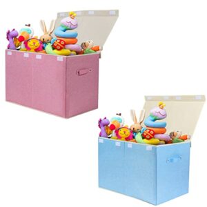 popoly large toy box chest with lid, collapsible sturdy toy storage organizer boxes bins baskets