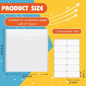 12 Pcs 12 x 12 Paper Storage Organizer Scrapbook Paper Holder Clear Loading Files Plastic Paper Holder with 2 Sheets Clear PVC Customizable Tabs for Scrapbook Paper, Vinyl Paper, Photos