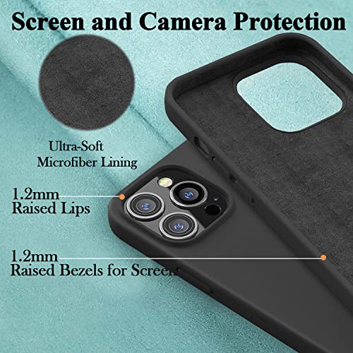 XRPow Silicone Case for iPhone 13 Pro Max, Compatible with iPhone 13 Pro Max Liquid Silicone Gel Rubber Slim Shockproof Protective Phone Case with Soft Anti-Scratch Microfiber Lining, 6.7Inch Black