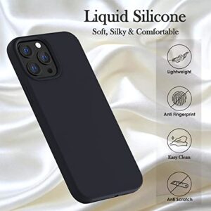 XRPow Silicone Case for iPhone 13 Pro Max, Compatible with iPhone 13 Pro Max Liquid Silicone Gel Rubber Slim Shockproof Protective Phone Case with Soft Anti-Scratch Microfiber Lining, 6.7Inch Black