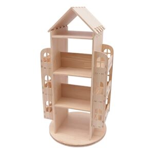 ZHFEISY Rotatable Bookshelf Pine Wood Rotating Bookshelf Castle Shape Book Shelf Organizer for Kids Large Capacity Bookshelf 45.67 x 23.23 x 23.23 inch