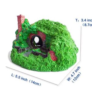 DUGUWEI Aquarium Decoration Small Animal Hideout House Fish Tank Ornament Reptile & Insect Shelter Cage (5.5''x4.7''x3.4'')