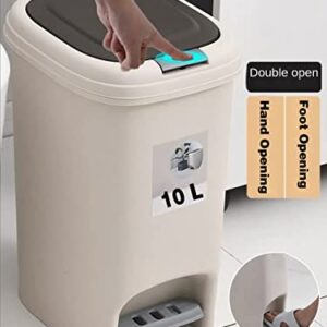 HAOHANR Bathroom Trash Can Soft-Close,2.6 Gallen Small Trash Can with Lid and Foot Pedal, 10 Litter Trashcan Removable Handle Inner Bucket for Bedroom,Kitchen,Powder Room(Khaki)