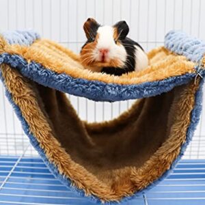 Fleece Winter Warm Rat Hammock, Double Layer Hanging Birds Nest Bed with Warm Fleece, Bird Cage Stand Perch, Hideaway Cave Bed Tent, Sleep Bed Cage Accessories for Rat Guinea Pig Chinchilla (Blue)