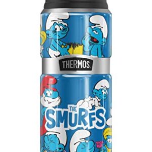 The Smurfs OFFICIAL Smurf Group Collage THERMOS STAINLESS KING Stainless Steel Drink Bottle, Vacuum insulated & Double Wall, 24oz