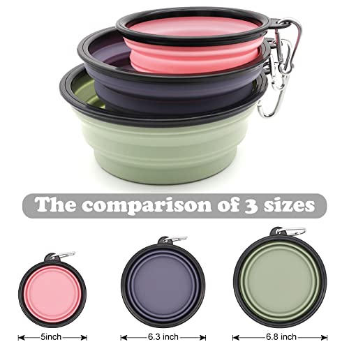 COLLAPSIBLE Dog Cat Bowls 2 Pack Travel Dog Bowls Portable Pet Water Bowl Dog Cat Food Feeder Walking Hiking Camping Bowl for Small Medium Large Dogs (Small, Cool Gray & Light Brown)