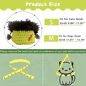 Bonaweite Pet Hat, Dog Cat Handmade Knitted Woolen Yarn Frog Cap, Grooming Accessories Apparels Puppy Teddy Cartoon (S fit for Cats Head Girth 8.66" - 9.44", Punk)