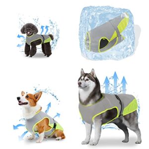 ouuonno dog cooling vest,cooling vest for dogs,dog cooling jacket,pet cooling vest,breathable mesh ice vest adjustable straps cool vest for small medium and large dogs (medium, grey)