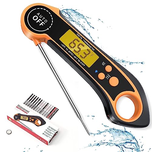 Bekhic Instant Digital Meat Thermometer for Cooking Grilling with Backlight, Magnet, Waterproof Instant Read Food Thermometer for Meat, Deep Frying, Baking, Outdoor Cooking, Grilling, & BBQ