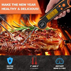 Bekhic Instant Digital Meat Thermometer for Cooking Grilling with Backlight, Magnet, Waterproof Instant Read Food Thermometer for Meat, Deep Frying, Baking, Outdoor Cooking, Grilling, & BBQ