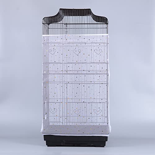 Bai You Mei Birdcage Cover Bird Cage Mesh Net Cover Adjustable Seed Feather Catcher Nylon Mesh Parrot Cage Skirt Round Square Cages- White