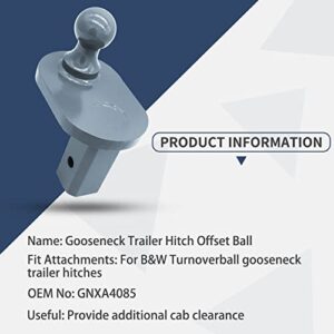 GNXA4085, 4" Offset Ball Compatible with B&W Turnoverball Gooseneck Trailer Hitches, Heavy Duty Gooseneck Hitch Ball Extender | 20000 lbs GTW/ 5000 lbs VTW, 2-5/16 Inch Diameter Ball