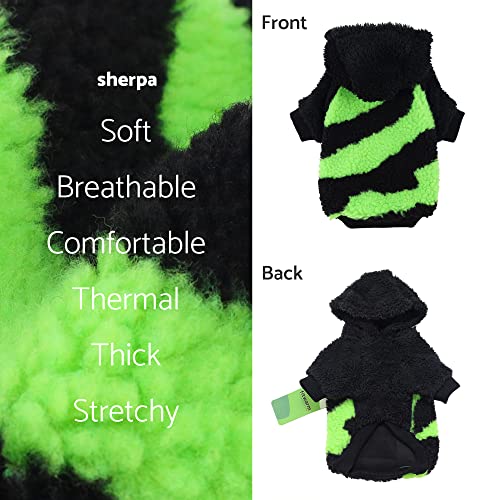 Fitwarm Camo Sherpa Dog Hoodie, Dog Clothes for Small Dogs Girl Boy, Pet Winter Coat, Cat Apparel, Lime Green, XL