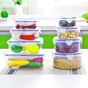 5 Pcs Plastic meal prep container(5Lids+5Containers) with Easy Snap Lids- Airtight for Serving Salad, Easy Stackable and Nesting Bowls for Kitchen and Pantry, BPA Free Microwavable and Freezer Safe