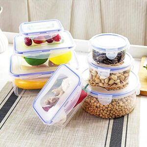 5 Pcs Plastic meal prep container(5Lids+5Containers) with Easy Snap Lids- Airtight for Serving Salad, Easy Stackable and Nesting Bowls for Kitchen and Pantry, BPA Free Microwavable and Freezer Safe