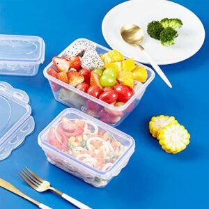 5 Pcs Plastic meal prep container(5Lids+5Containers) with Easy Snap Lids- Airtight for Serving Salad, Easy Stackable and Nesting Bowls for Kitchen and Pantry, BPA Free Microwavable and Freezer Safe