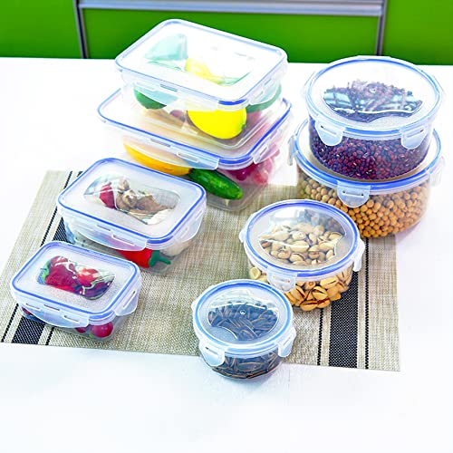 5 Pcs Plastic meal prep container(5Lids+5Containers) with Easy Snap Lids- Airtight for Serving Salad, Easy Stackable and Nesting Bowls for Kitchen and Pantry, BPA Free Microwavable and Freezer Safe